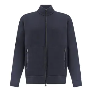 Paul & Shark Supima® Cotton Zip-up Sweatshirt With Alcantara® Details - Blue