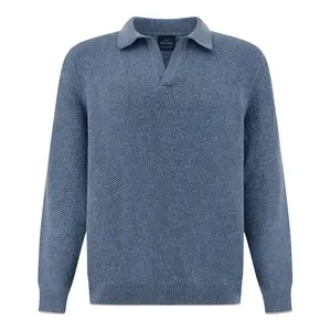 Paul & Shark Open-collar Polo In Wool And Cashmere - Light Blue