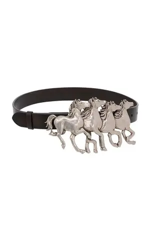 Chloé Running Horses Leather Belt - Black