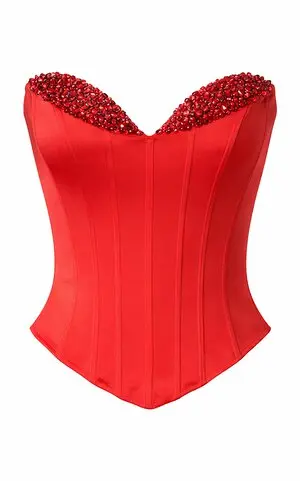 LA FUORI Siren Corset Silk Top - Red