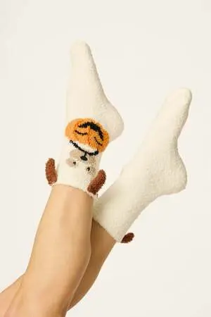PJ Salvage Boyfriend Boxer Trick-or-treating Dog Socks - Ivory