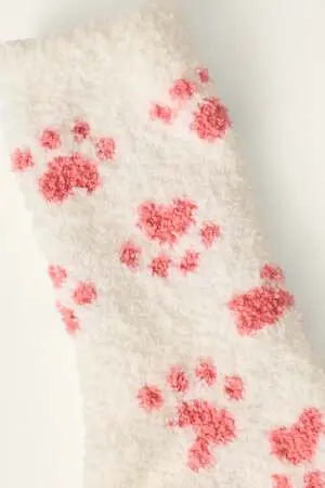 PJ Salvage Pink Paw Print Socks