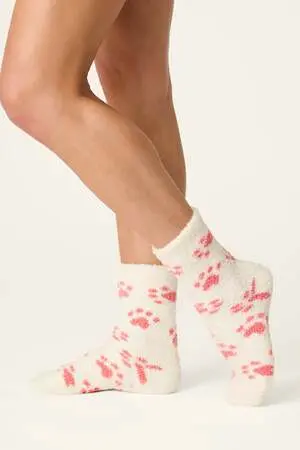 PJ Salvage Pink Paw Print Socks