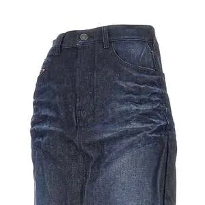 DIESEL® Creased Denim Midi Skirt