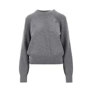 AMI Paris De Coeur Embroidery Crewneck Sweater - Grey