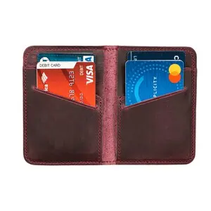 LEATHERE Classic Leather Cardholder Wallet Deep Burgundy Berkeley - Red