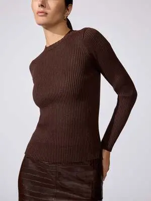 Brochu Walker The Tatum Ribbed Top - Java Mélange
