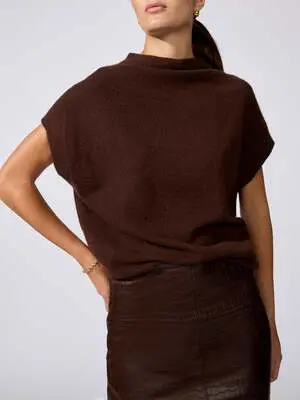 Brochu Walker The Morten Funnel Neck Cashmere Top - Java Mélange