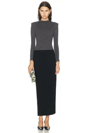 JIL SANDER Long Sleeve Bodysuit Top - Anthracite