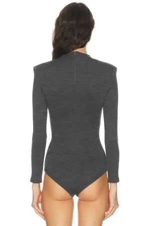 JIL SANDER Long Sleeve Bodysuit Top In Charcoal