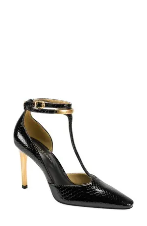 Donna Karan New York Samuel Snakeskin Embossed T-strap Pump - Black