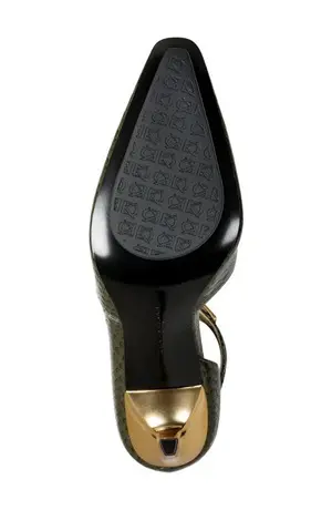 Donna Karan New York Samuel Snakeskin Embossed T-strap Pump - Olive