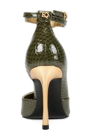 Donna Karan New York Samuel Snakeskin Embossed T-strap Pump - Olive
