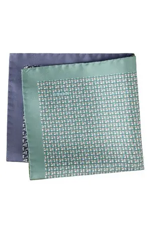 Eton Geo Four Silk Twill Pocket Square - Multi