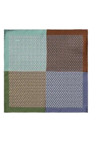 Eton Geo Four Silk Twill Pocket Square - Multi