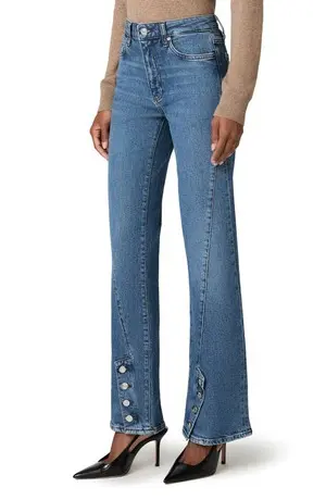 Paige Stevie Twisted Seam Button High Waist Bootcut Jeans