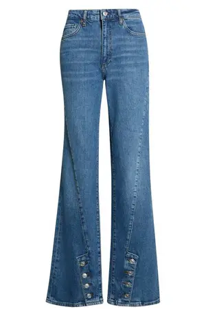 Paige Stevie Twisted Seam Button High Waist Bootcut Jeans