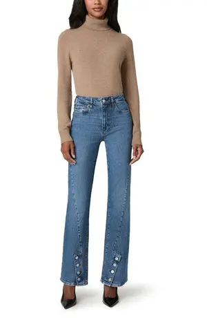 Paige Stevie Twisted Seam Button High Waist Bootcut Jeans