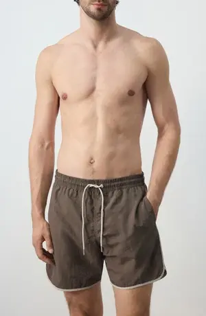 Mango Drawstring Swim Trunks - Brown