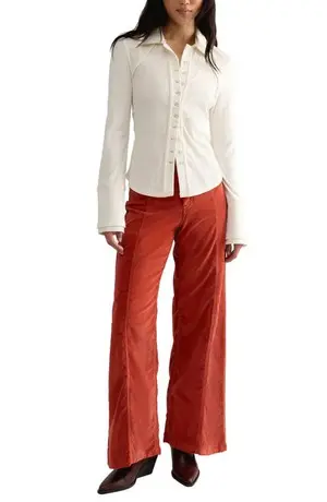Free People Libre High Waist Wide Leg Corduroy Pants - Bossa Nova