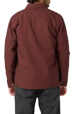O'Neill Bronsen High Pile Fleece Lined Snap-up Canvas Jacket - Chocolate