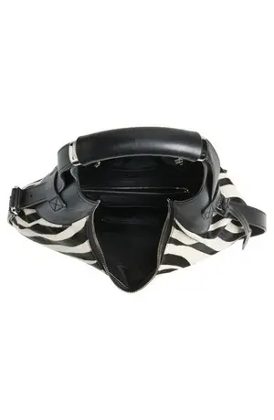 Moschino Handle Me Zebra Print Geniune Calf Hair Hobo Bag