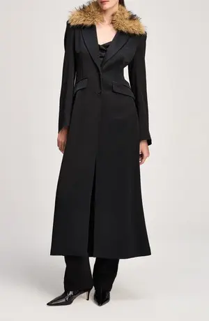 Cinq À Sept Jyn Faux Fur Collar Coat - Black