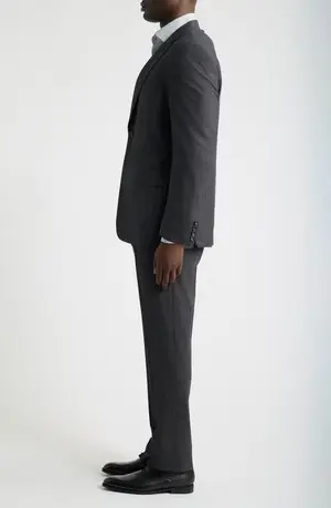 Canali Siena Regular Fit Shadow Plaid Wool Suit