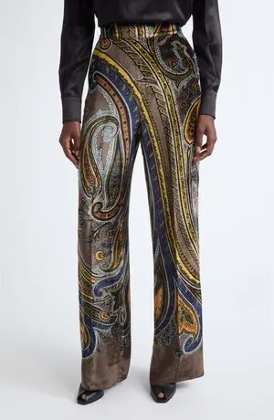 Etro Paisley Straight Leg Trousers - Printed Brown Base