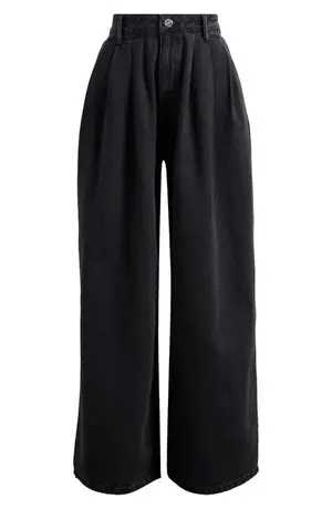 ALLSAINTS Axis Pleated Wide Leg Jeans - Black
