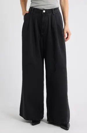 ALLSAINTS Axis Pleated Wide Leg Jeans - Black
