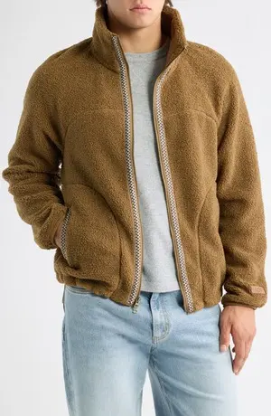 UGG Uggbraid Full Zip Fleece Jacket - Coffee Grounds