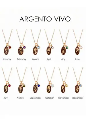 Argento Vivo Birthstone Charm Necklace - Gold/mar