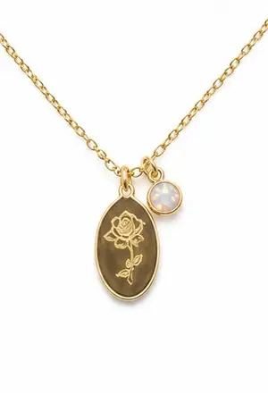 Argento Vivo Birthstone Charm Necklace Gold/oct