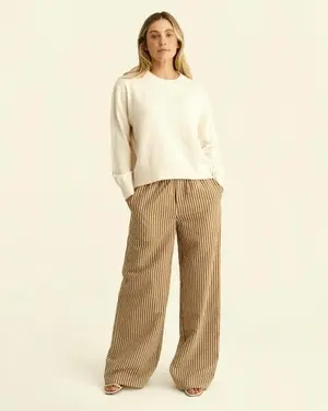 CARTOLINA Caden Scallop Trim Cashmere Sweater - Ivory