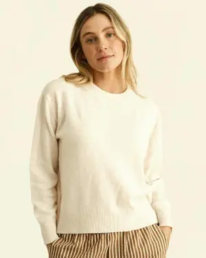 CARTOLINA Caden Scallop Trim Cashmere Sweater - Ivory