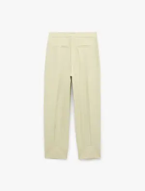 Koton Linen Blend Pleated Tailored Pants With Cuffed Hem