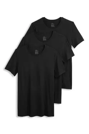 JOCKEY Mens Cotton Stretch Crew Neck Undershirt3 Pack Black