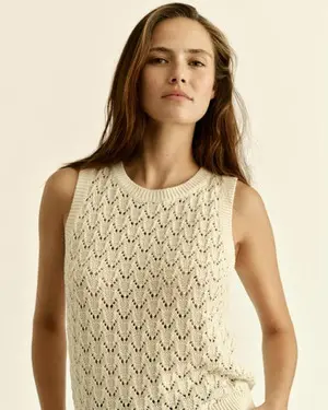 CARTOLINA Lou Pointelle Knit Shell Tank