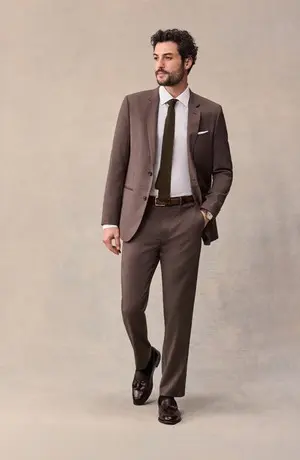THE BLACK TUX Slim Suit Pants - Brown