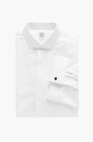 THE BLACK TUX Slim Cotton Fly-front Dress Shirt