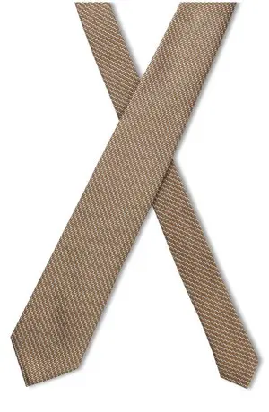 BOSS Textured Silk Jacquard Tie - Medium Beige