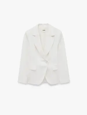 Koton Linen Blend Tailored Notched Collar Blazer