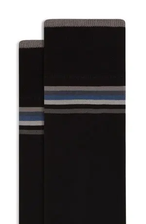 Bugatchi Stripe Block Cotton Blend Dress Socks
