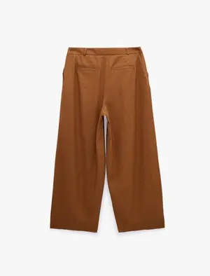 Koton Linen Blend Pleated Tailored Wide Leg Pants