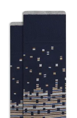 Bugatchi Stripe Square Cotton Blend Dress Socks