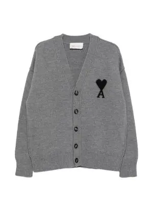 AMI Paris De Coeur Wool Cardigan - Multicolor
