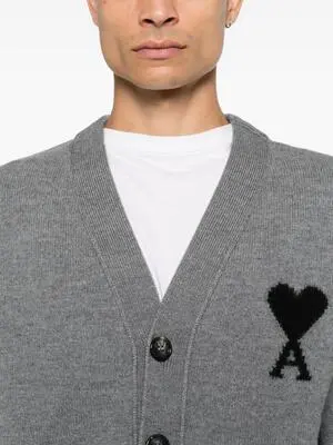 AMI Paris De Coeur Wool Cardigan