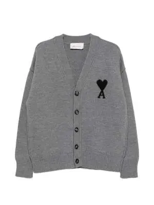 AMI Paris De Coeur Wool Cardigan - Multicolor