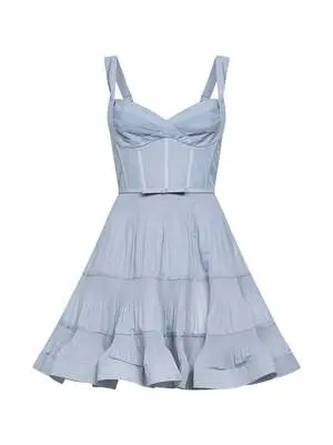Zimmermann Steel Blue Pleated Mini Dress - Multicolor